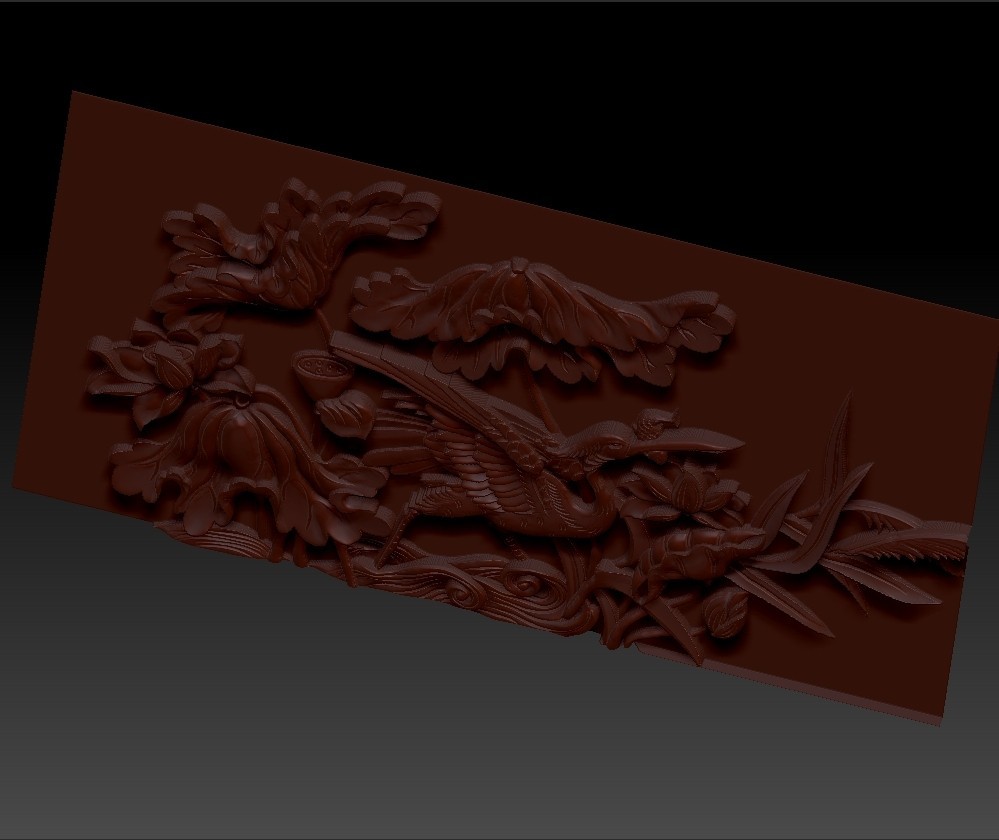 Free STL file crane and lotus Chinese ancient pattern or texture・3D ...