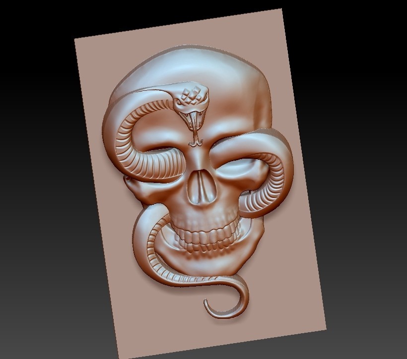 Free STL file skull and snake model of bas-relief・3D print model to ...