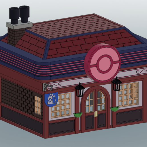 Download STL file Pokemon Sword and Shield Pokemon Center • 3D printing ...