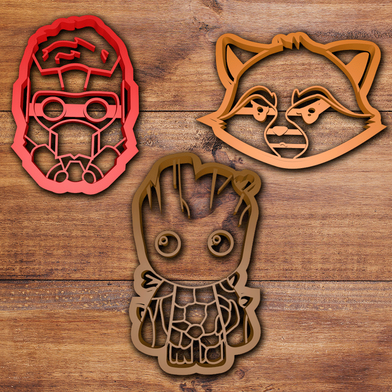 STL file Guardians of the Galaxy cookie cutter set・Model to download ...