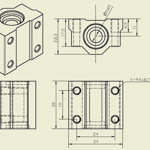 Download 3D printer model Changeover of the SC8UU bearing by 623ZZ ...