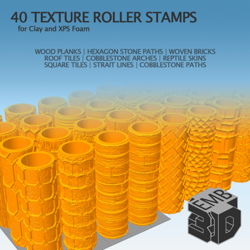 Free 3D file 40 CLAY AND XPS FOAM TEXTURE ROLLER STAMP (Trial) 🧱・3D ...