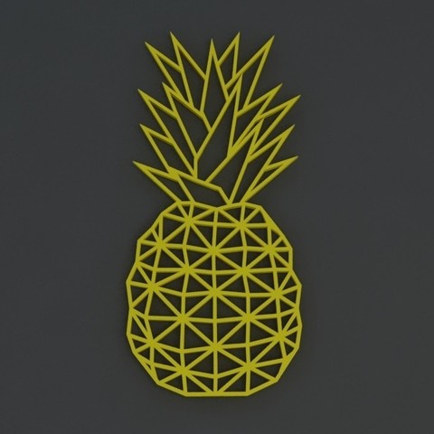 Download STL ORIGAMI PINEAPPLE WALL SCULPTURE 2D ・ Cults