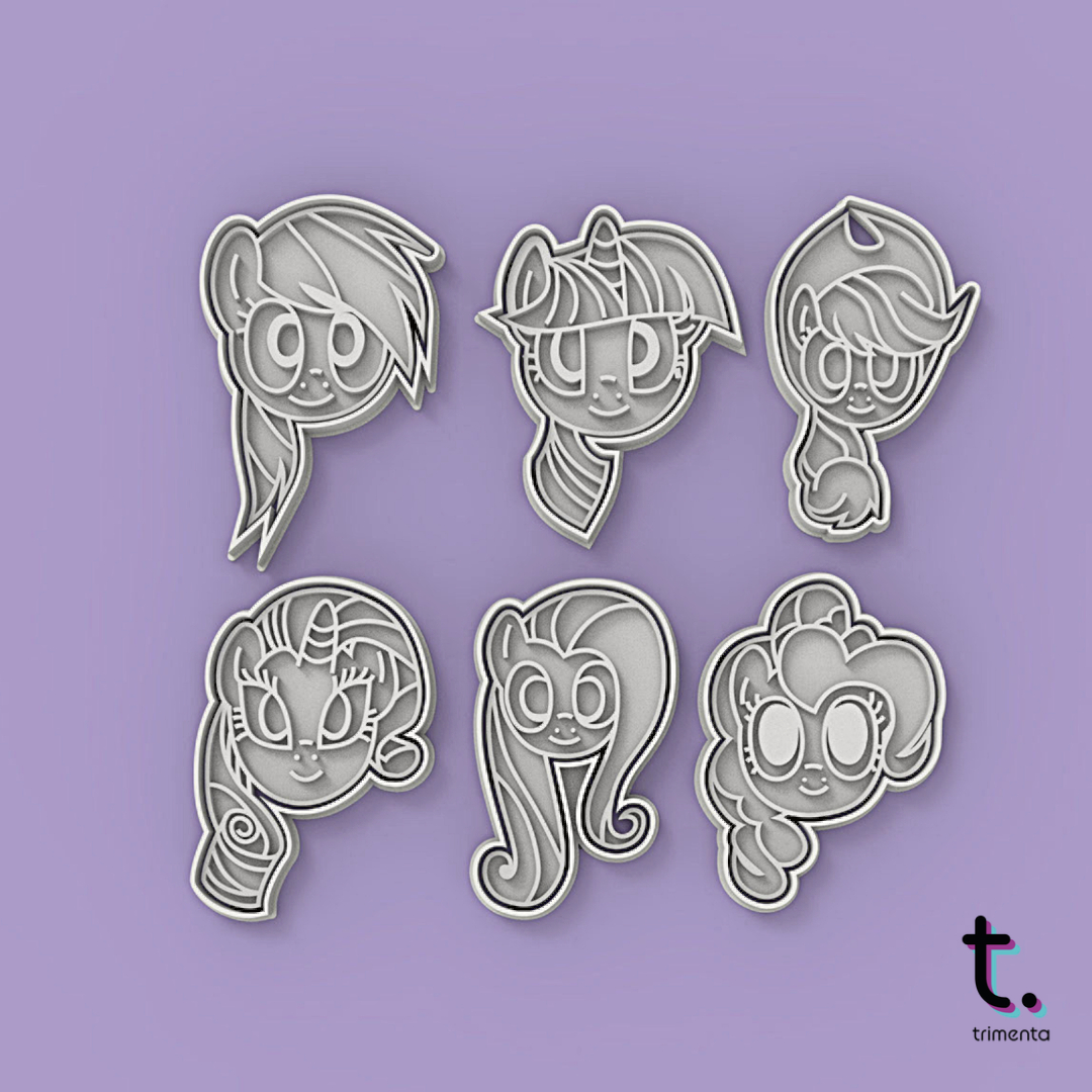 STL file My little pony set x6 | 6cm each cutter + marker x separately ...