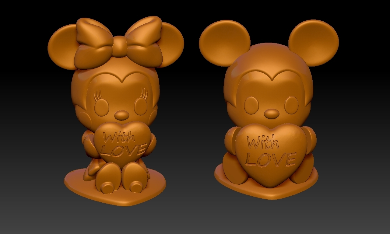 Descargar archivo STL Mickey Minnie With Love Colgantes y Decoraciones ...