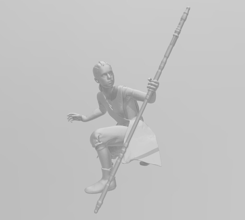 Free STL file Rey with Quarterstaff・3D printing template to download・Cults