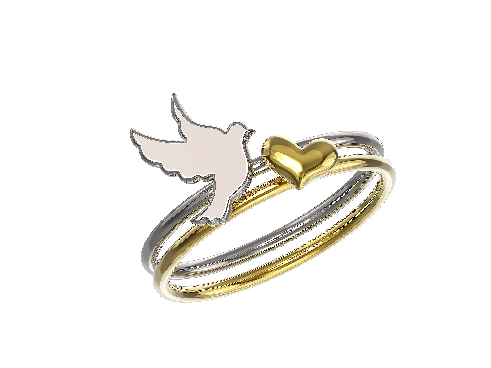 STL file Dove and heart ring・3D printable model to download・Cults