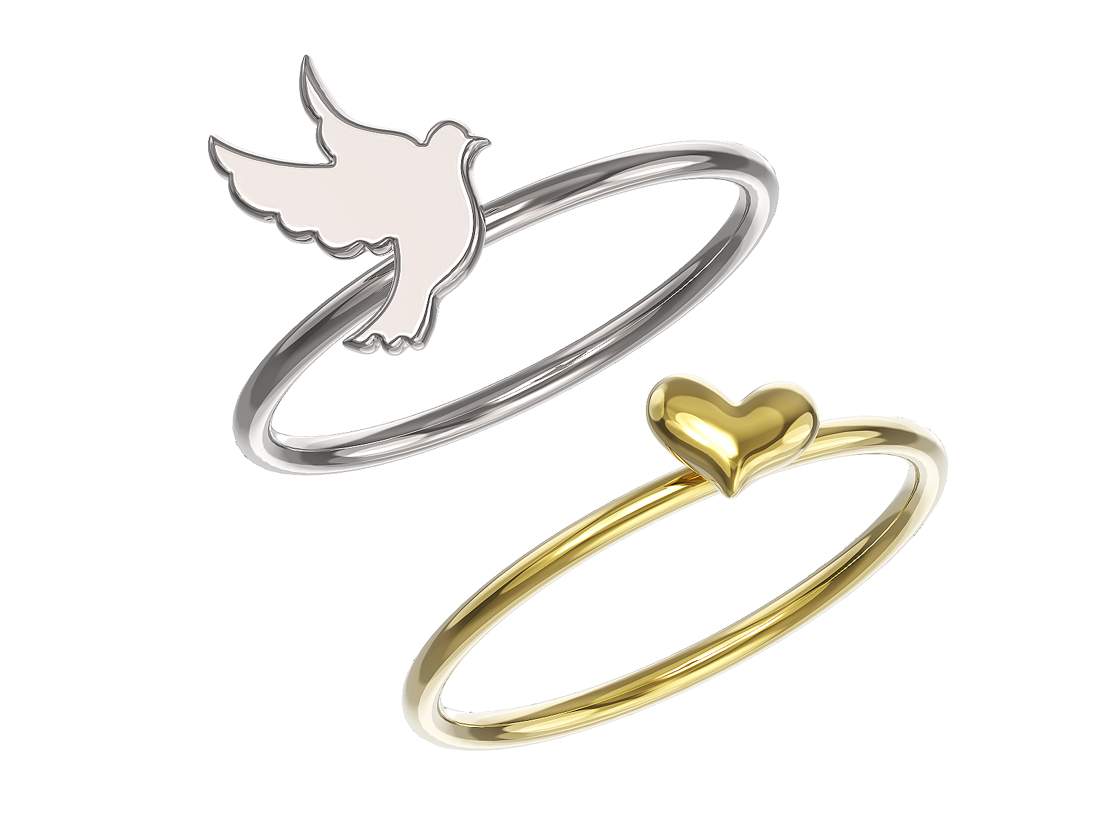 STL file Dove and heart ring・3D printable model to download・Cults
