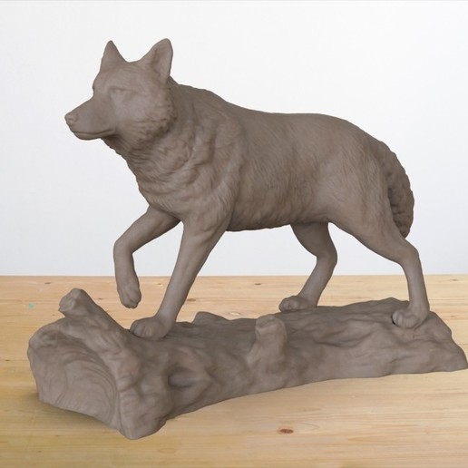 Download STL file Wolf on a Log • 3D printing template ・ Cults