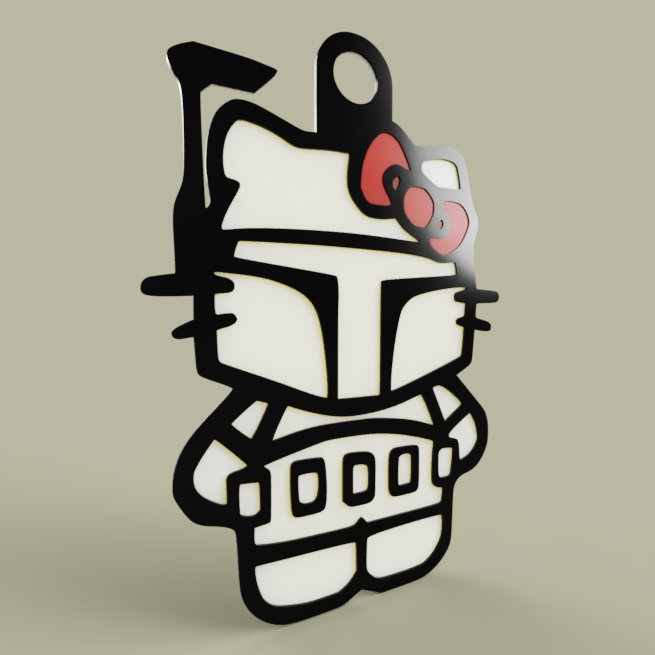 Free STL file StarWars - Hello Kitty - Boba Fett - KeyChain・3D print ...
