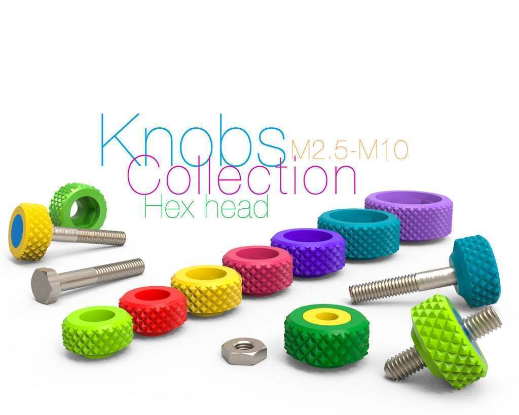 Free STL file Knobs Collection for Bolt Hex head and Nut M2.5-M10 🎛️・3D ...