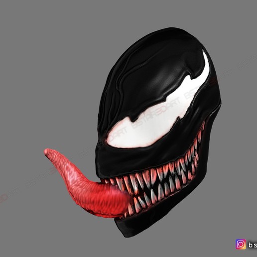 Download STL file Venom Half Mask -Marvel Cosplay - Halloween Mask • 3D ...
