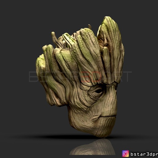 Download STL file Groot mask - Guardians of the Galaxy - Marvel comics ...