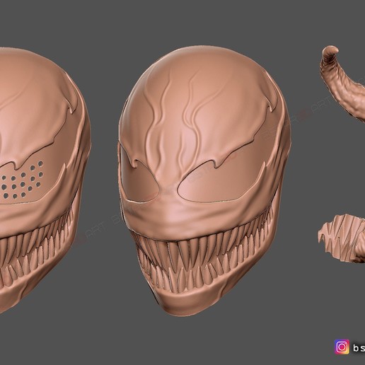 Download STL file Venom Half Mask -Marvel Cosplay - Halloween Mask • 3D ...