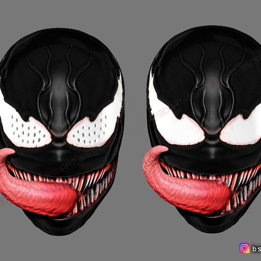 Download STL file Venom Half Mask -Marvel Cosplay - Halloween Mask • 3D ...