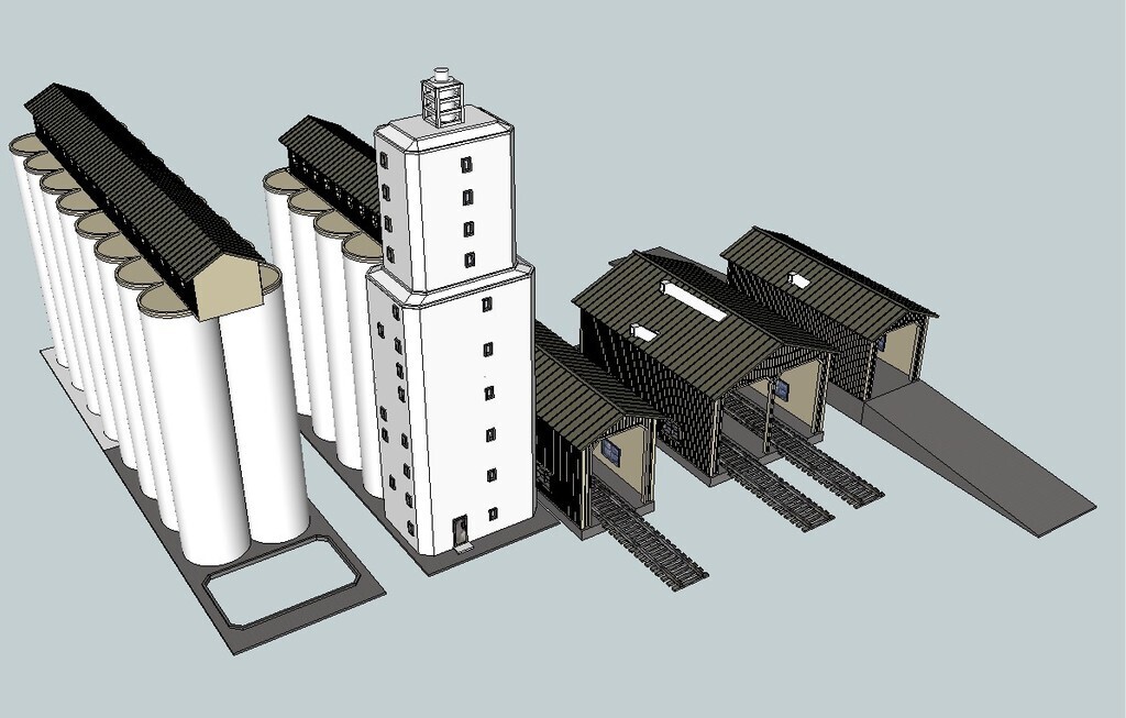 Free STL file HO Scale Concrete Grain Elevators・Object to download and ...