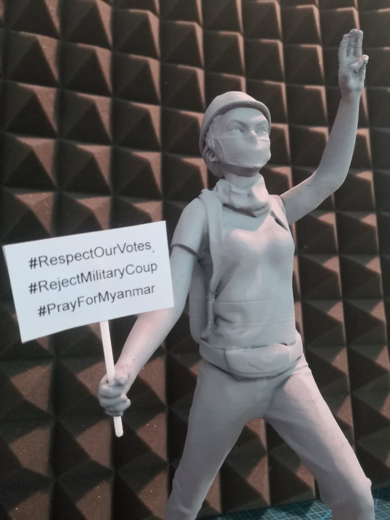Free 3D file Myanmar Protester 2021 🇲🇲・3D printable model to download・Cults