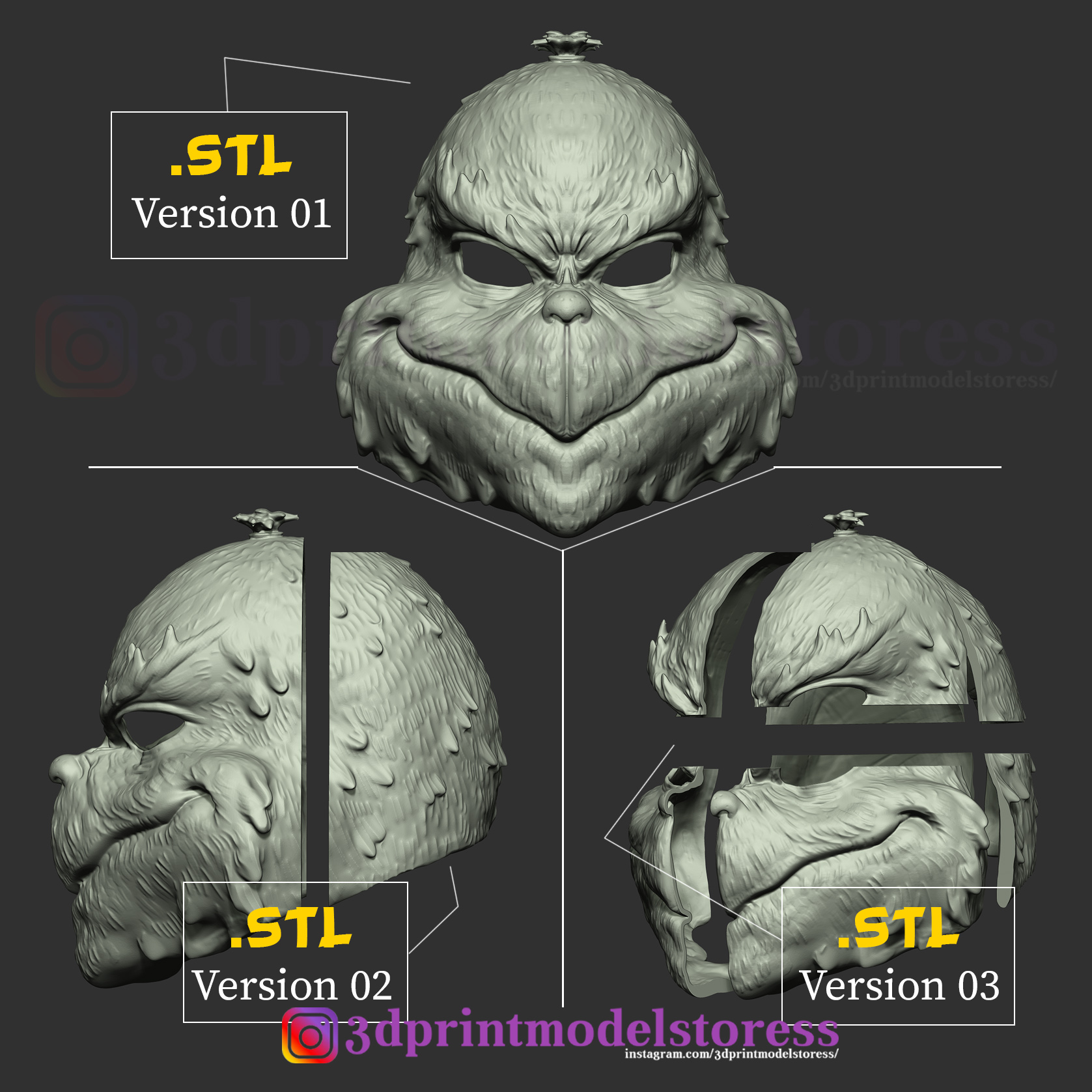 3D file The Grinch Mask Christmas Costume Xmas Helmet Cosplay 🎄・3D ...