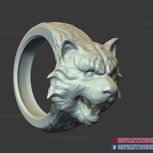 Download STL file Tiger Ring - Jewelry - Rings 3D Print File • Template ...