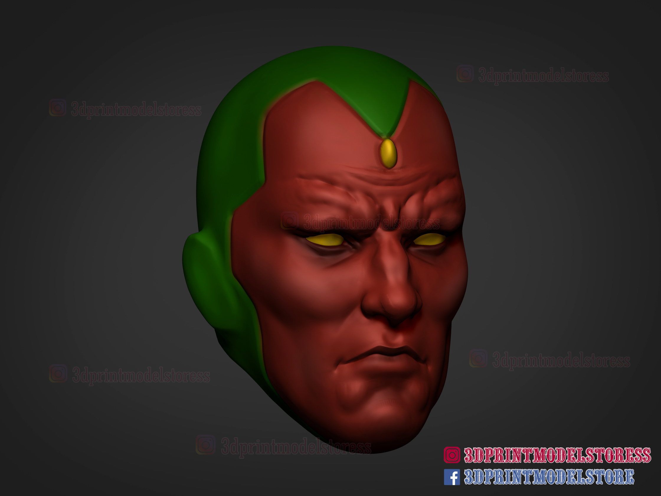 STL file Marvel Comic Vision Head Sculpt for Action Figures 3D print ...