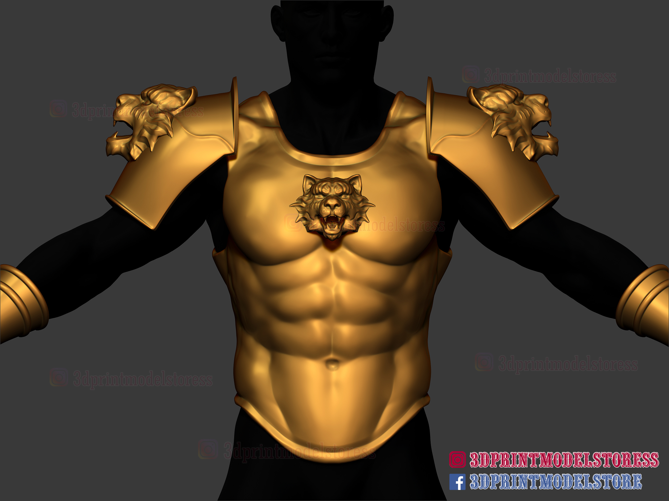 3D file Larp Armor - Classical Tiger Roman Muscle Armor Set Cosplay 3D ...