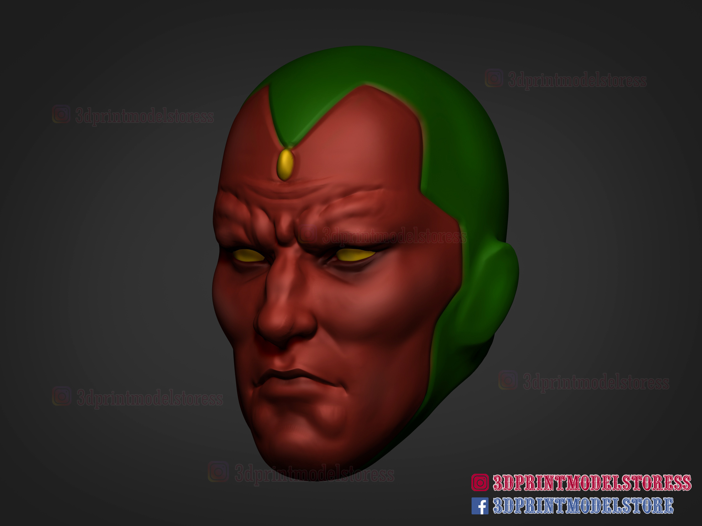 STL file Marvel Comic Vision Head Sculpt for Action Figures 3D print ...