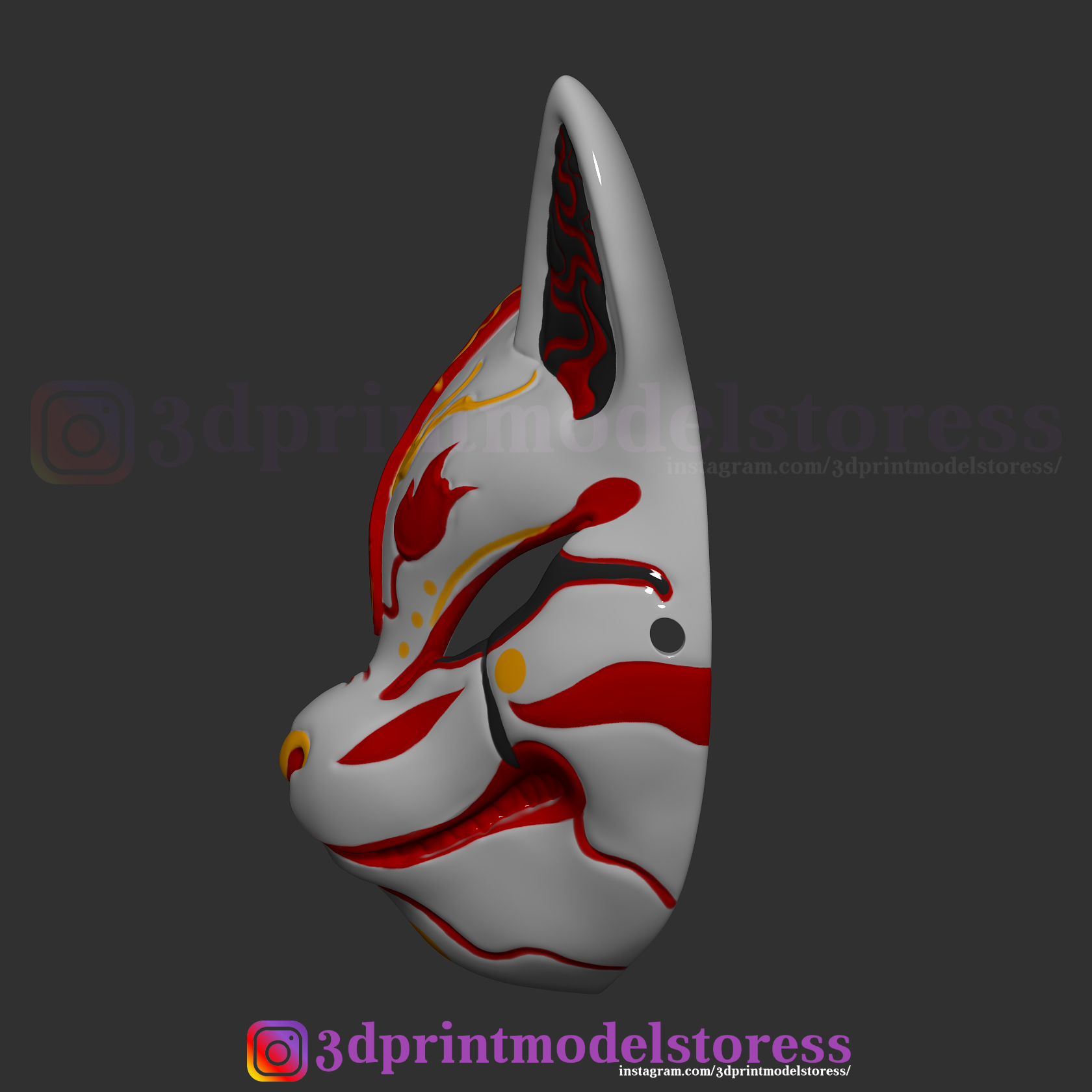3D file Japanese Fox Mask Demon Kitsune Costume Cosplay Helmet STL File ...