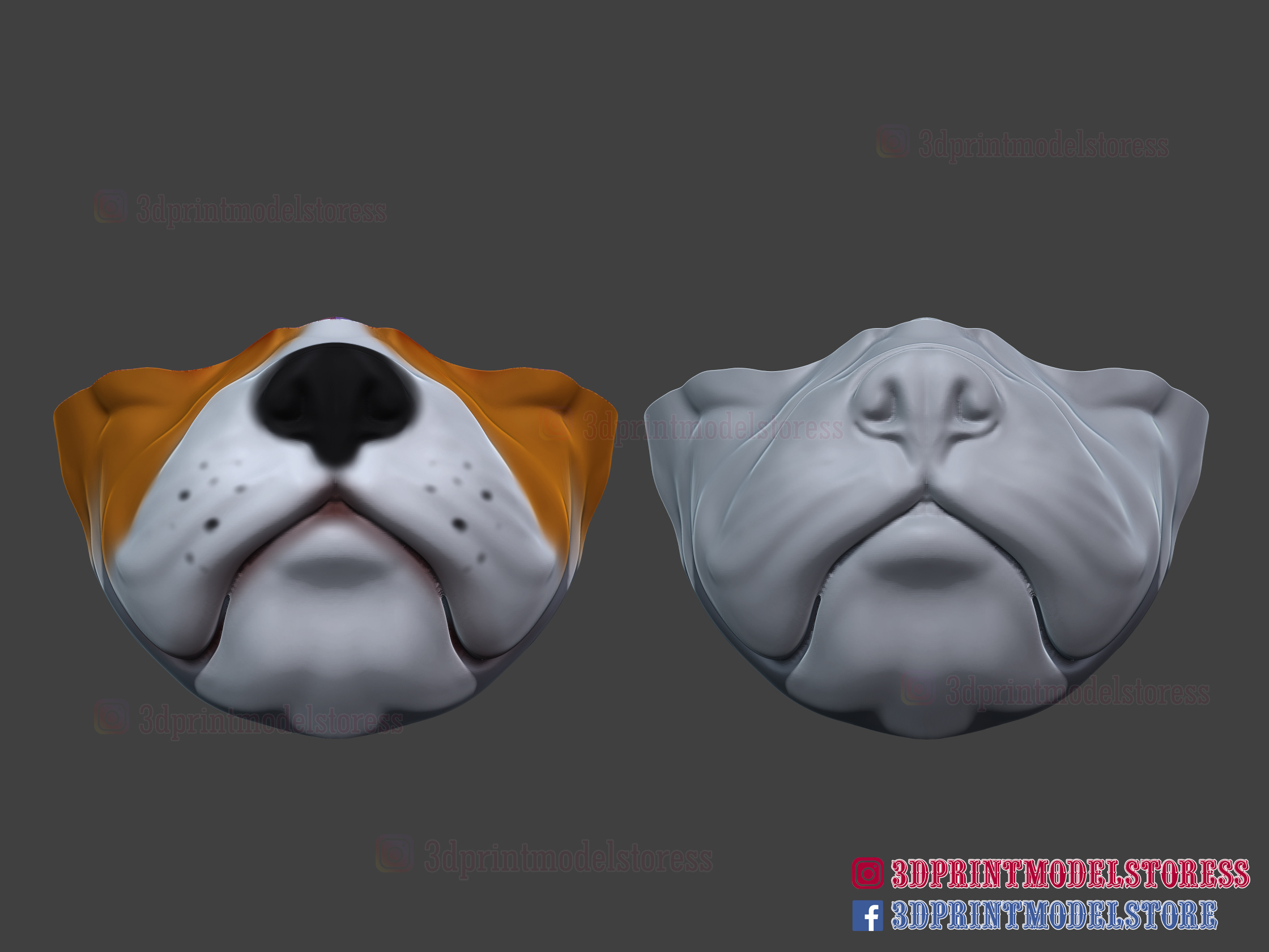 Download STL file Bulldog Face Mask Halloween Cosplay for 3D Print ...