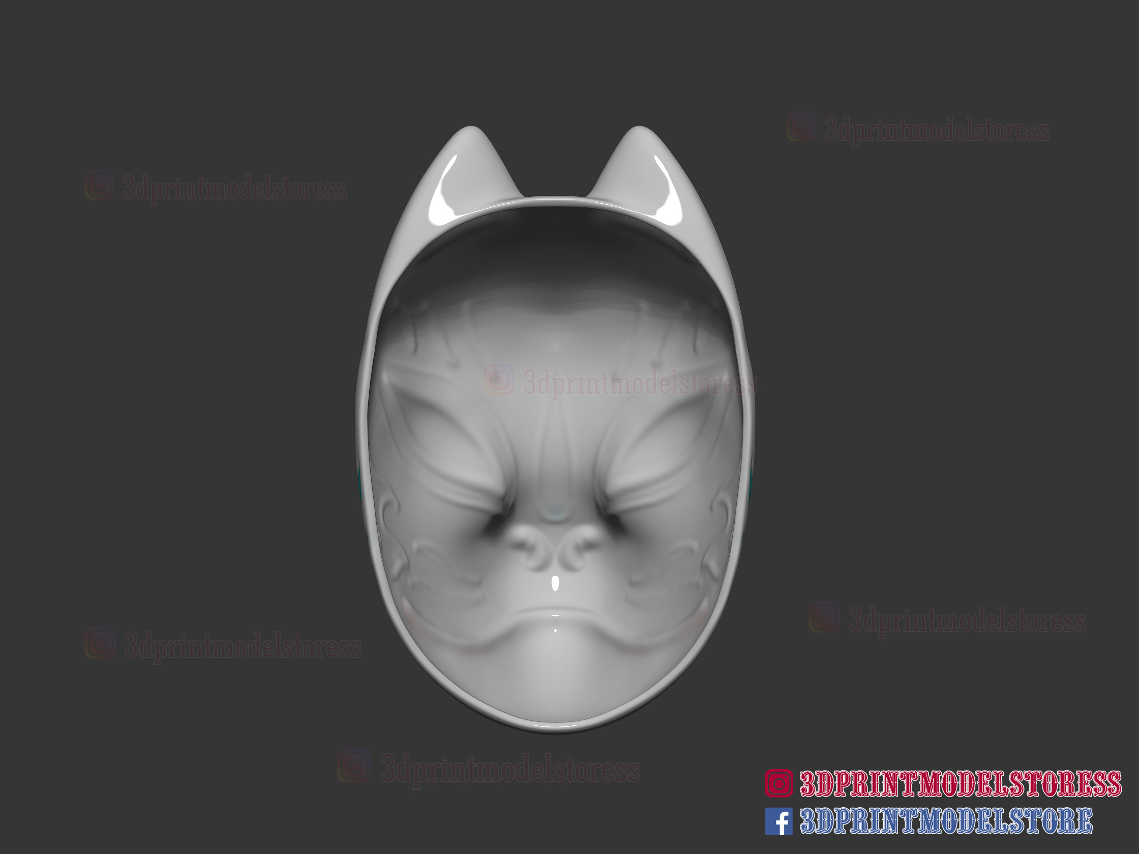 3D file Japanese Fox Mask Demon Kitsune Cosplay STL File・3D printing ...