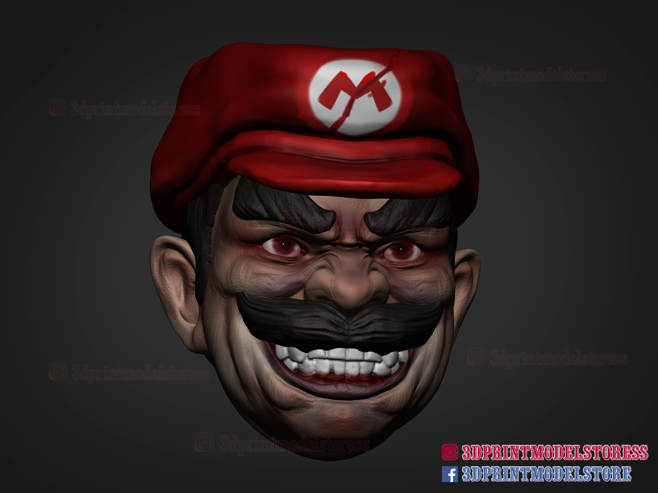 Archivo STL Devil Mario Head Sculpt for Custom Action Figures 3d Print ...