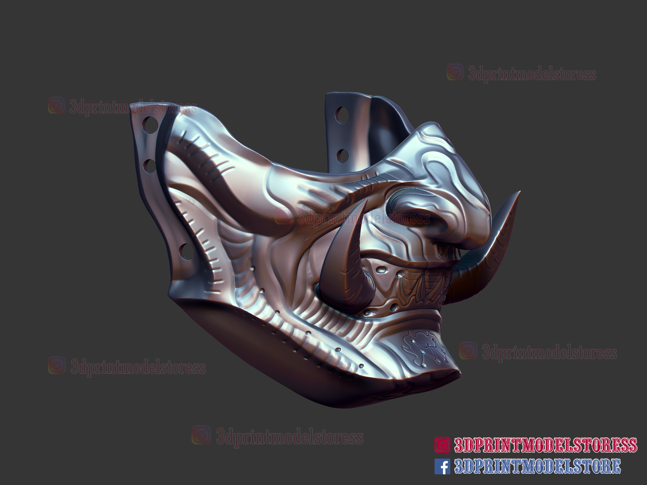Download STL file Ghost of Tsushima - Oni Samurai Mask 3D Print Model ...