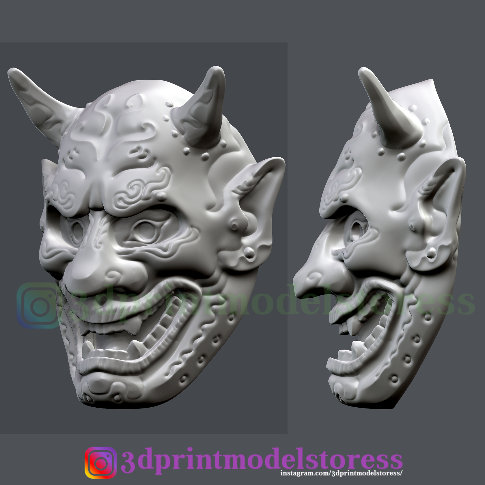 Download STL file Hannya Cosplay Halloween Mask - Japanese Mask Nohmen ...