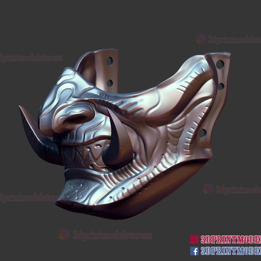 Download 3D printing templates Ghost of Tsushima - Oni Samurai Mask 3D ...
