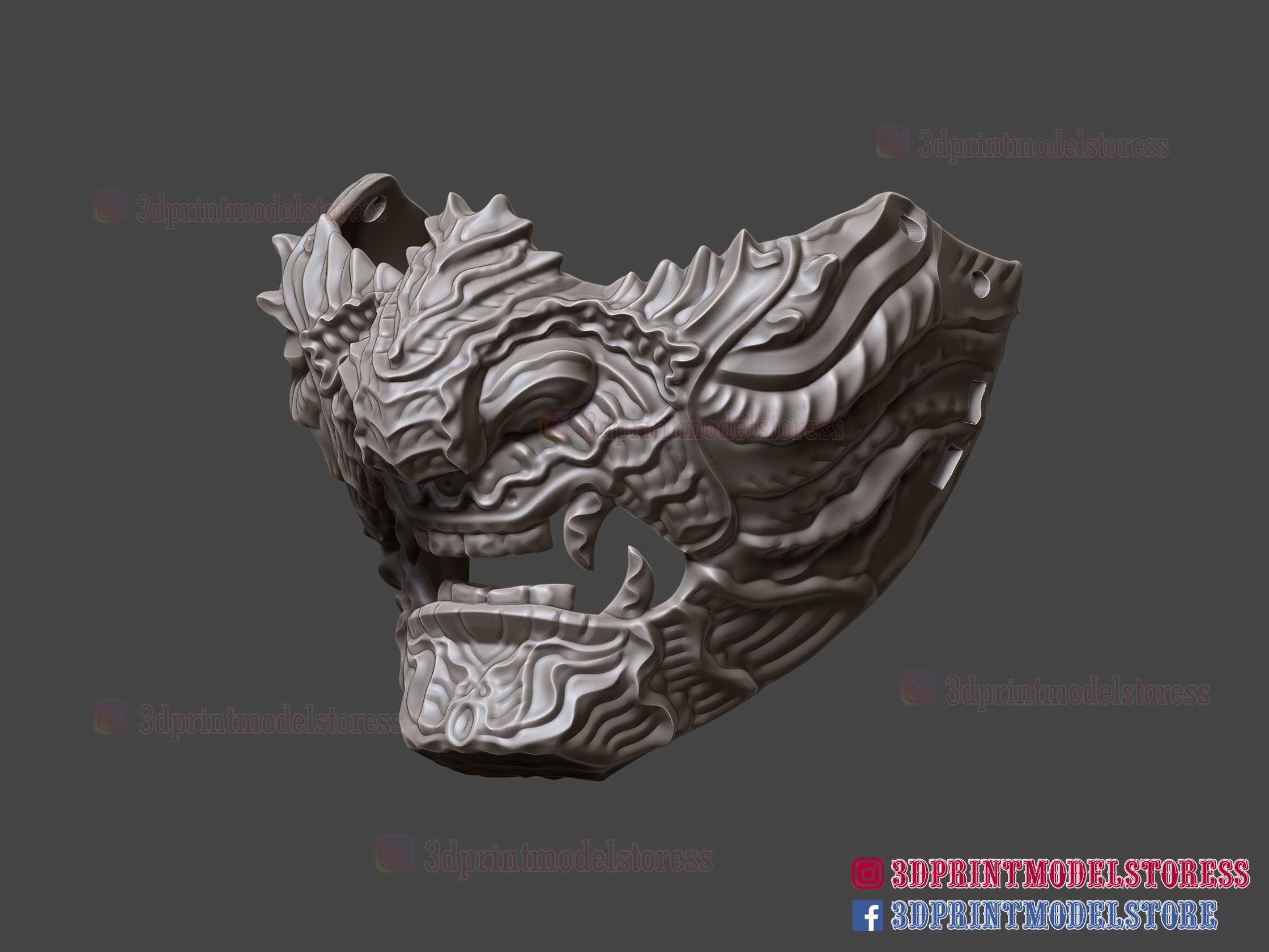 3D file Oni Samurai Ghost Mask 🗡️・3D printable model to download・Cults