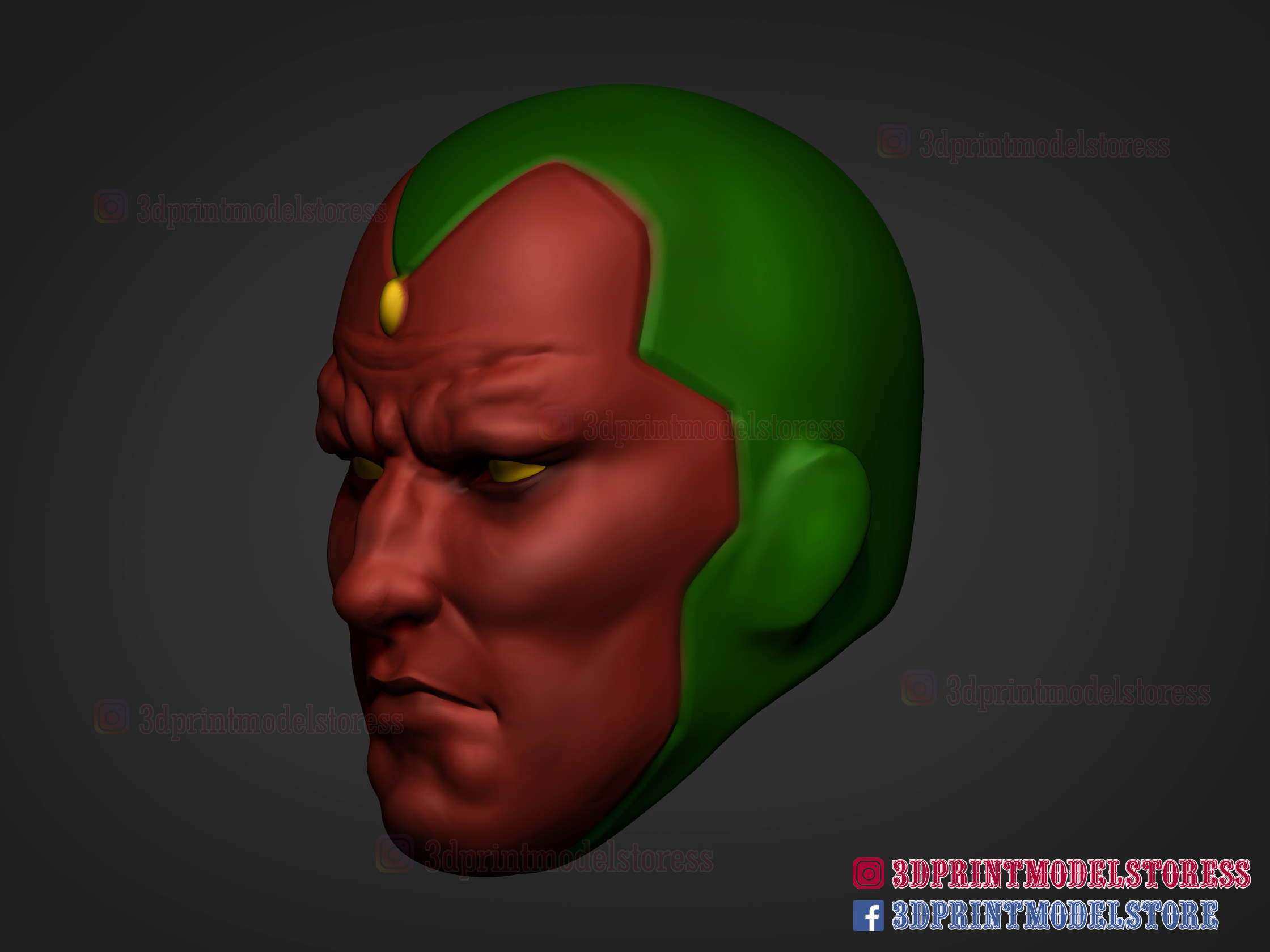 STL file Marvel Comic Vision Head Sculpt for Action Figures 3D print ...