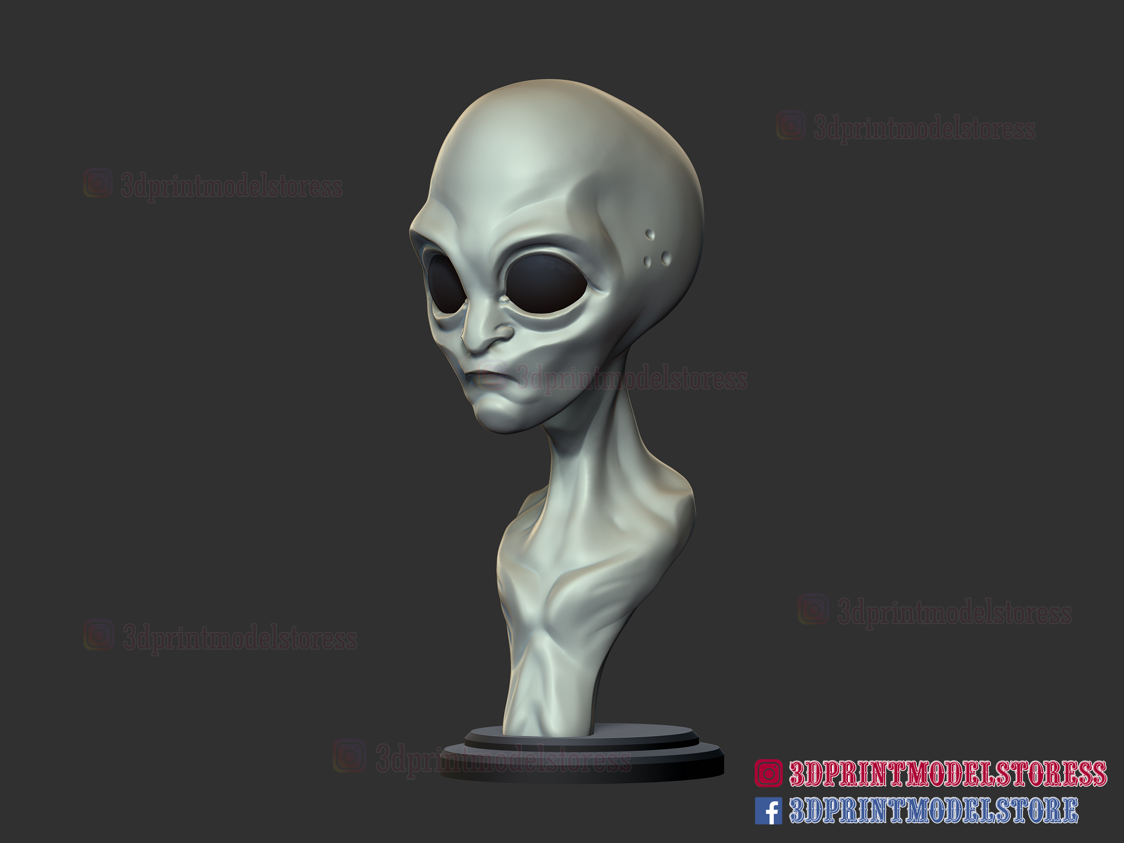 Download STL file Alien Stylized Bust STL File • Template to 3D print ...