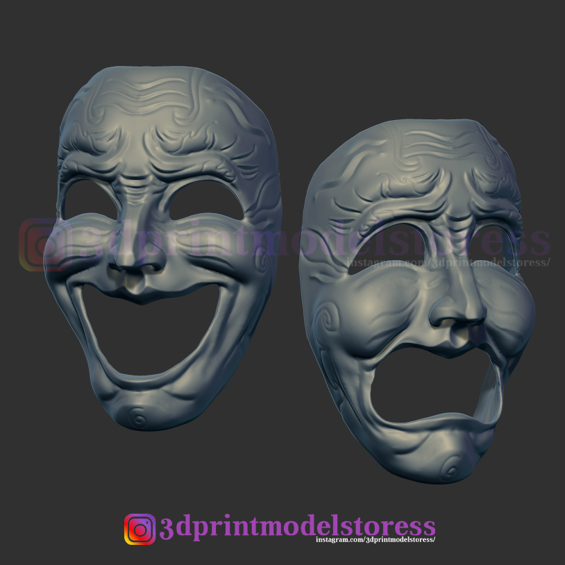 Descargar archivo STL Comedia y Tragedia Teatro Disfraces de máscaras ...