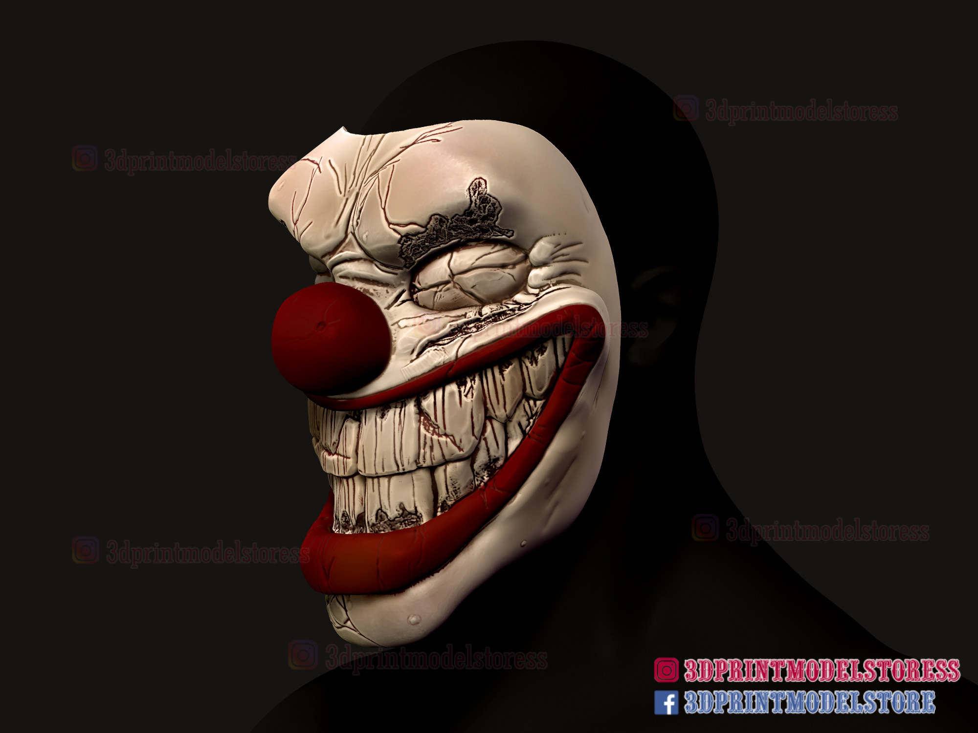 Download STL file Twisted Metal Killer Clown Mask • 3D printer model ...