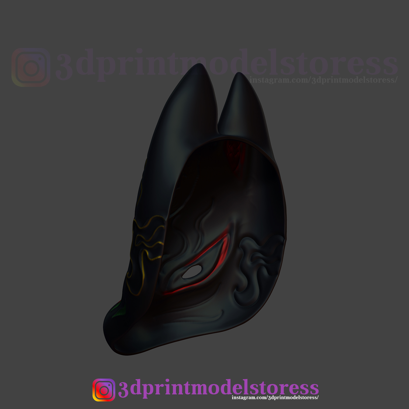 3D file Japanese Fox Mask Demon Kitsune Cosplay Costume Helmet・3D print ...