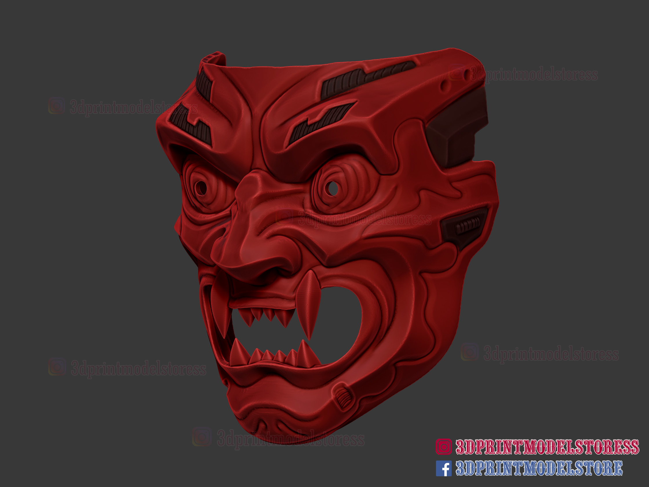 3D file Cyborg Oni Mask - Japanese Kitsune Demon・Template to download ...