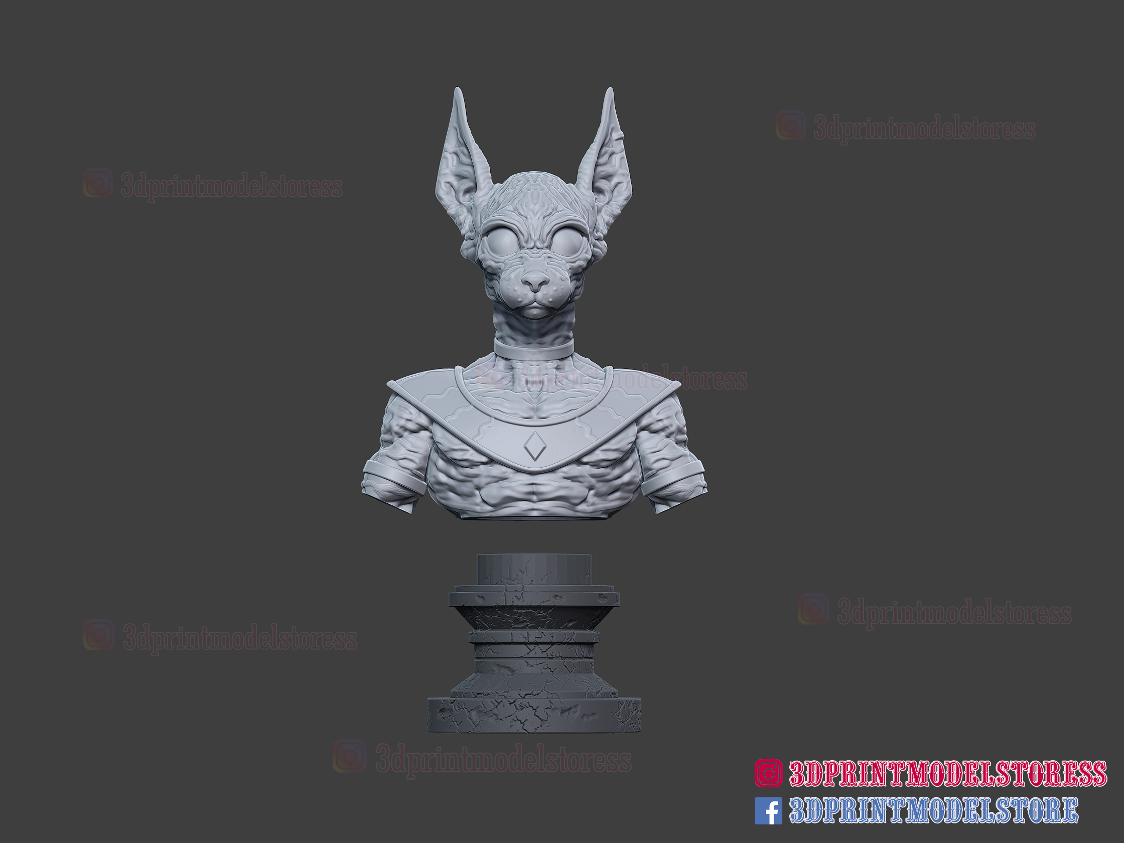 Файл 3D Sphynx Cat Statue x Beerus Sama Dragon Ball Super Bust 🐱・Модель ...