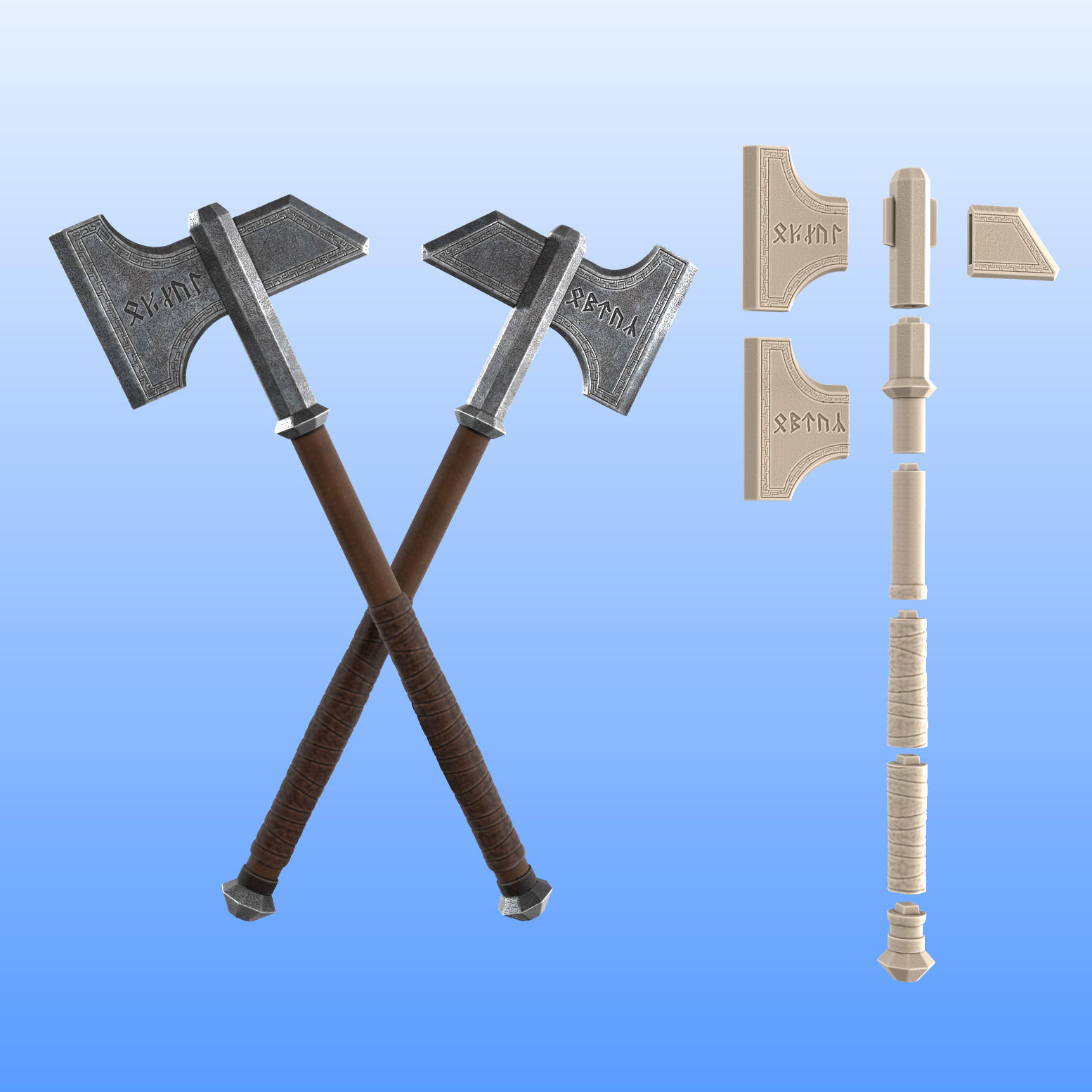 Download STL file Dwalin's Axes - 1:1 Wearable - The Hobbit • Model to ...