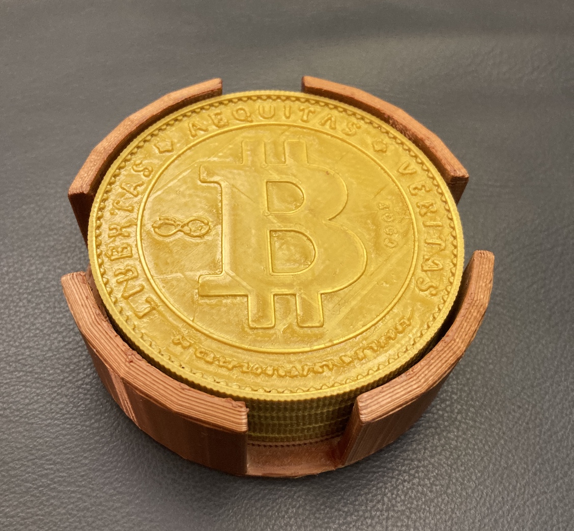 Free STL file Bitcoin Coasters and Holder・3D printer design to download ...