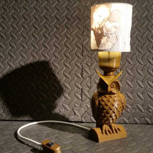 Download STL file Owl Lamp Litophane E27 bulb • 3D print object ・ Cults