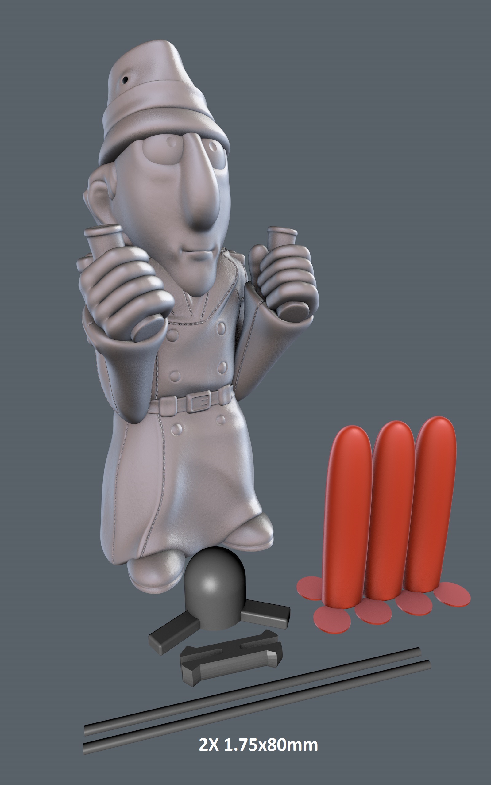 STL file Inspector Gadget and Brain (Easy print no support) 🧠・3D print ...