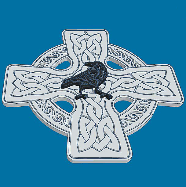 Free STL file Raven on Celtic cross 🐦・Model to download and 3D print・Cults
