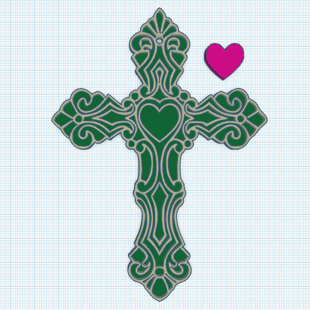 Free STL file Cross with heart 2・3D printing template to download・Cults