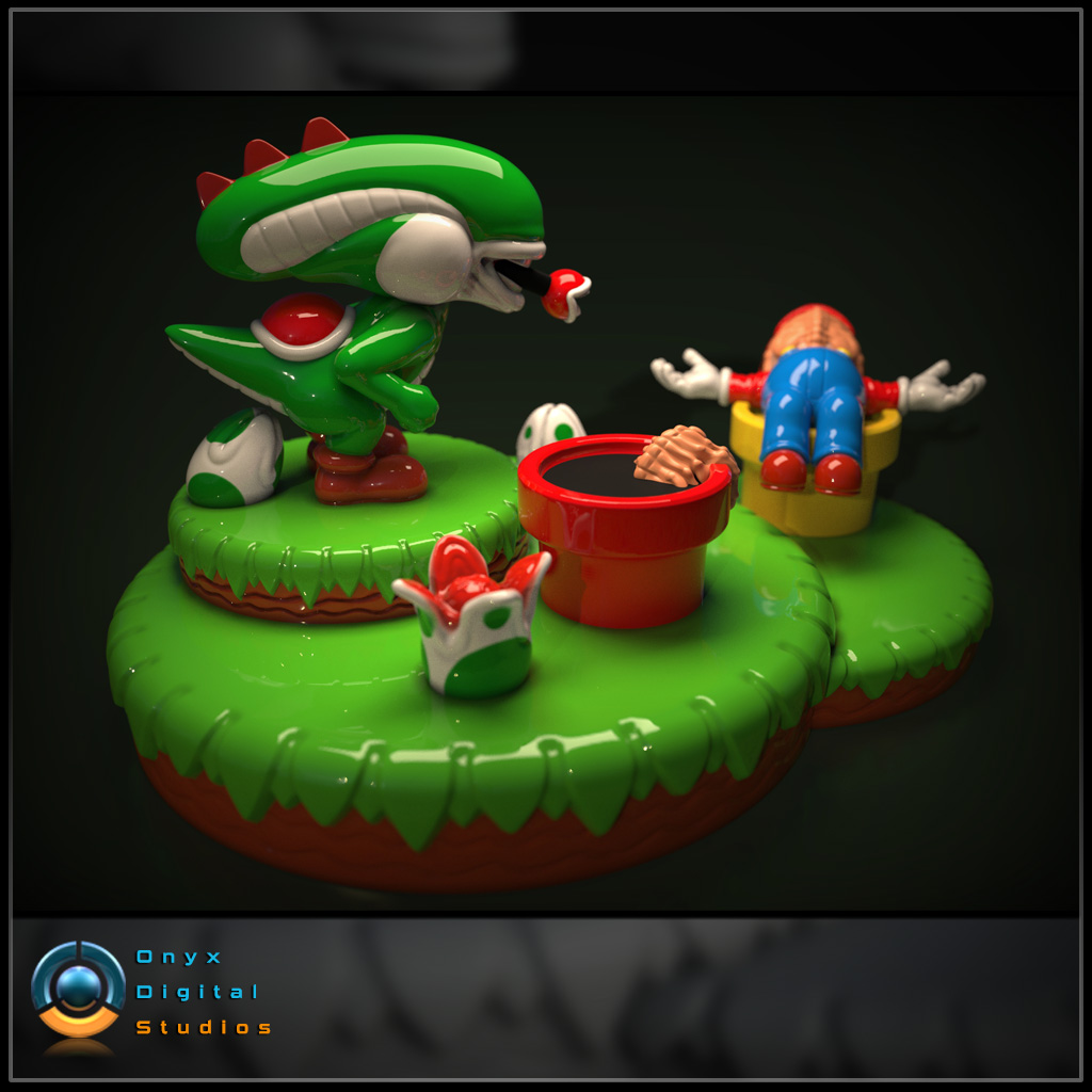 3D file Yoshi Aliens Mashup Diorama 🎨・3D print object to download・Cults