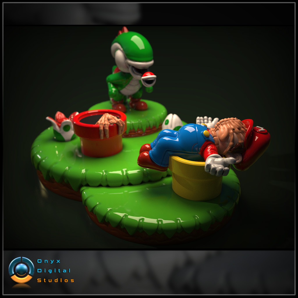 3D file Yoshi Aliens Mashup Diorama 🎨・3D print object to download・Cults