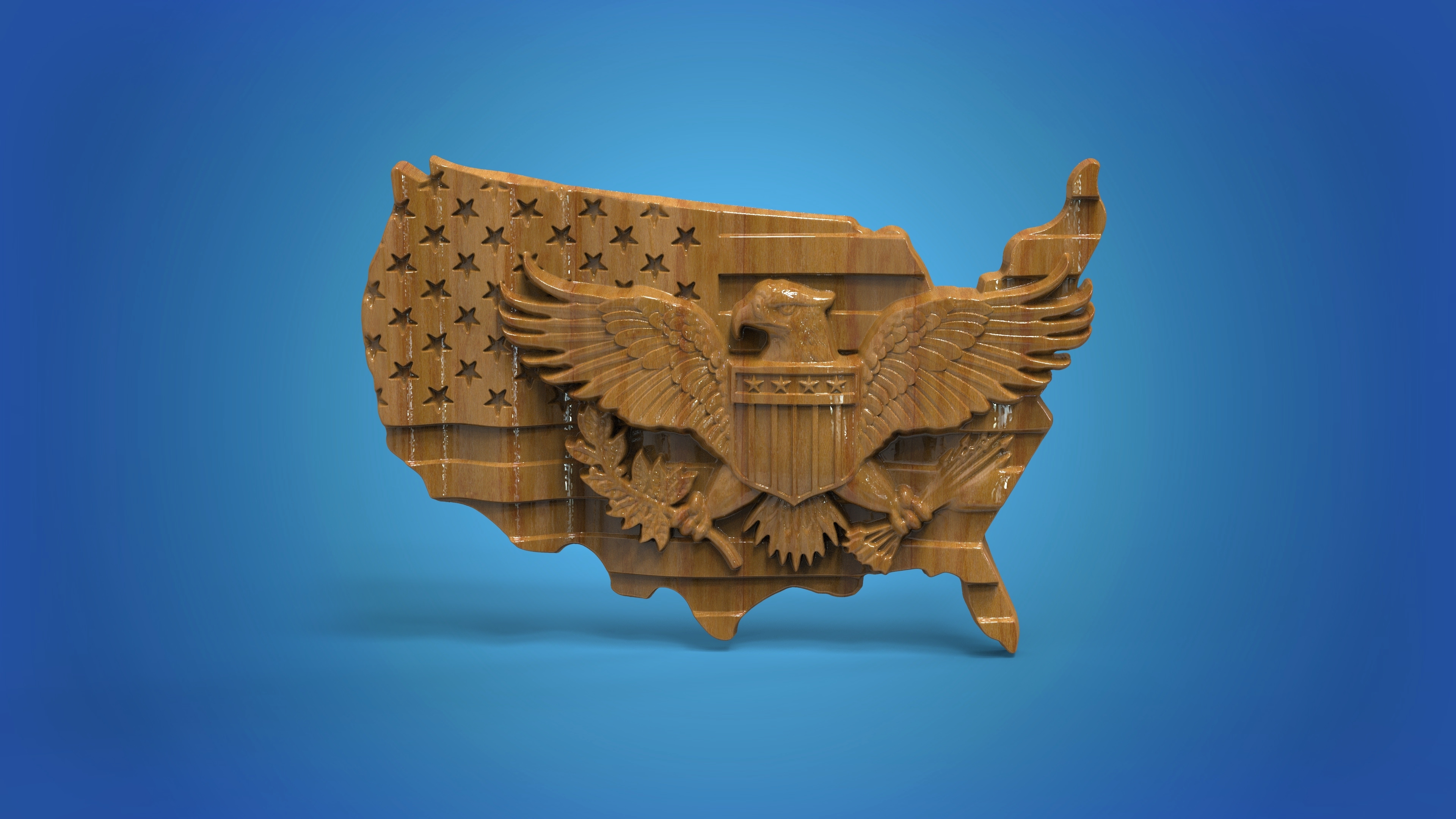 STL file USA american eagle flag for 3D printing and CNC router 🇺🇸 ...